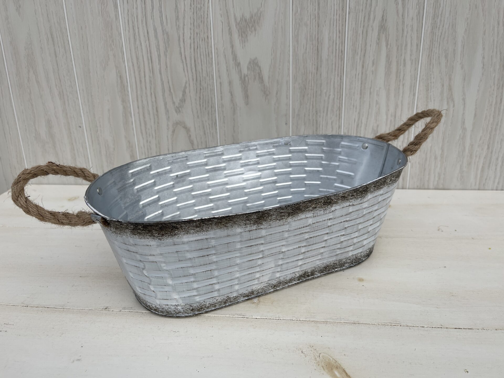 White Oval Metal Planter - Kelea's Florals