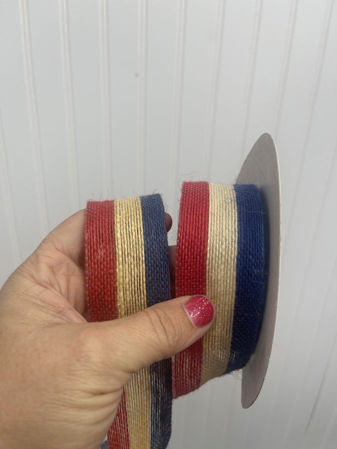 1.5" Patriotic Jute Stripe Ribbon on 20 Yard Roll (not wired) - Kelea's ...
