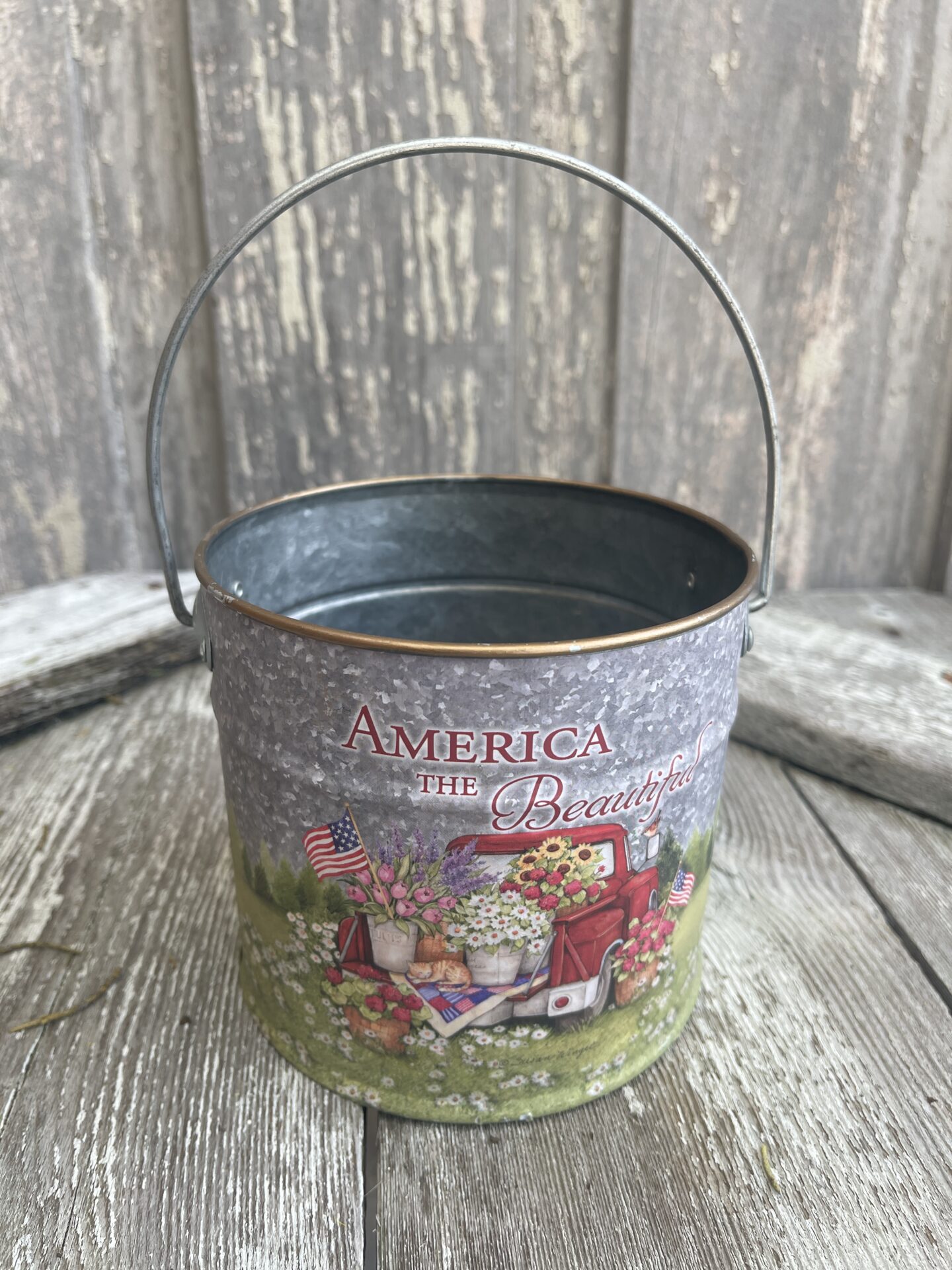 Metal Bucket of Truck - America - Kelea's Florals