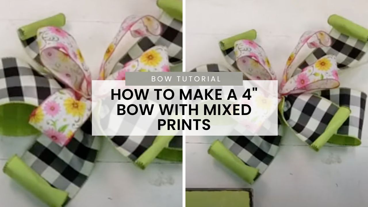4" Bow with Mixed Prints and Reversible Ribbon - Kelea's Florals