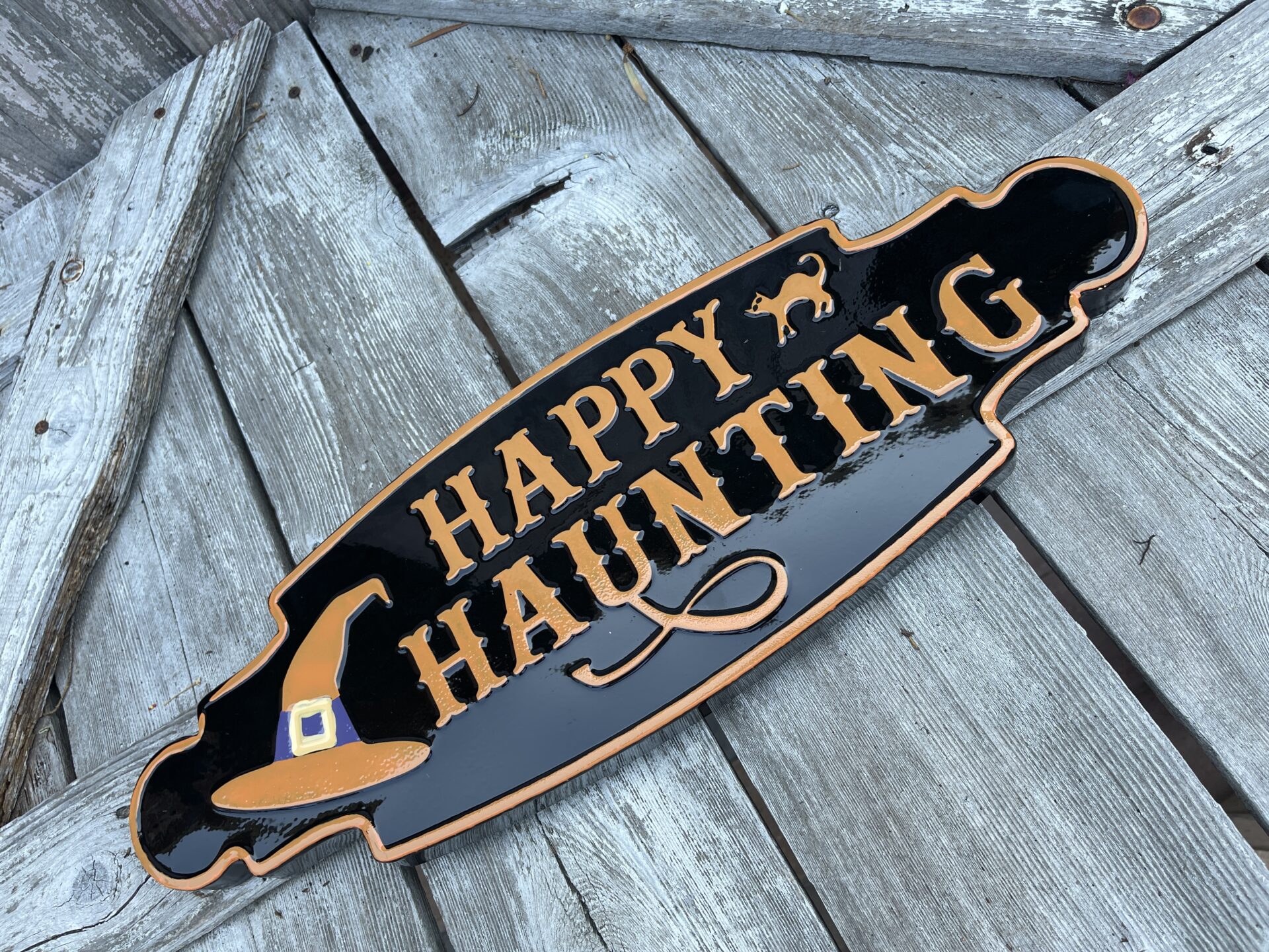 Halloween Metal Happy Haunting Sign - Kelea's Florals