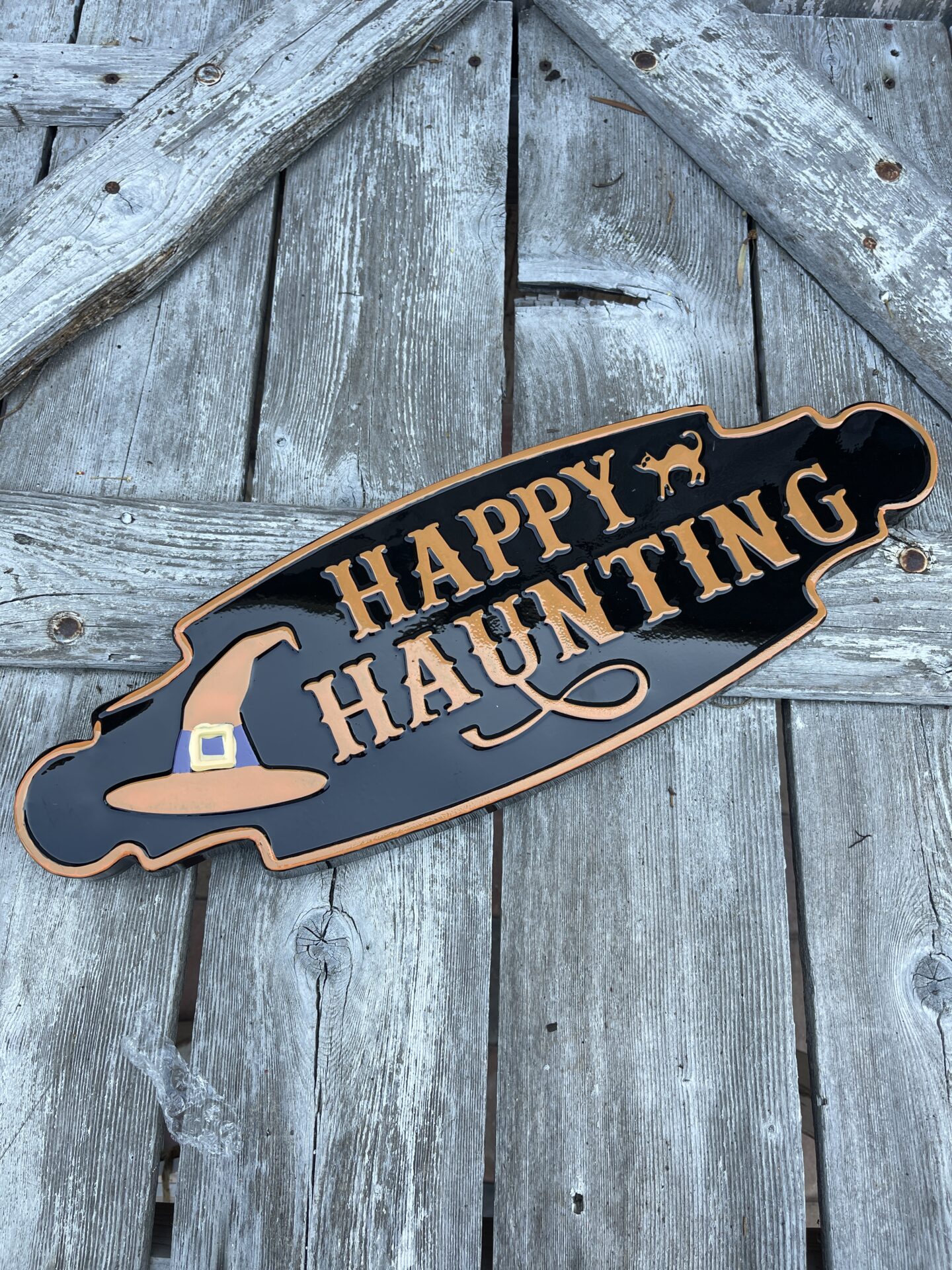 Halloween Metal Happy Haunting Sign - Kelea's Florals