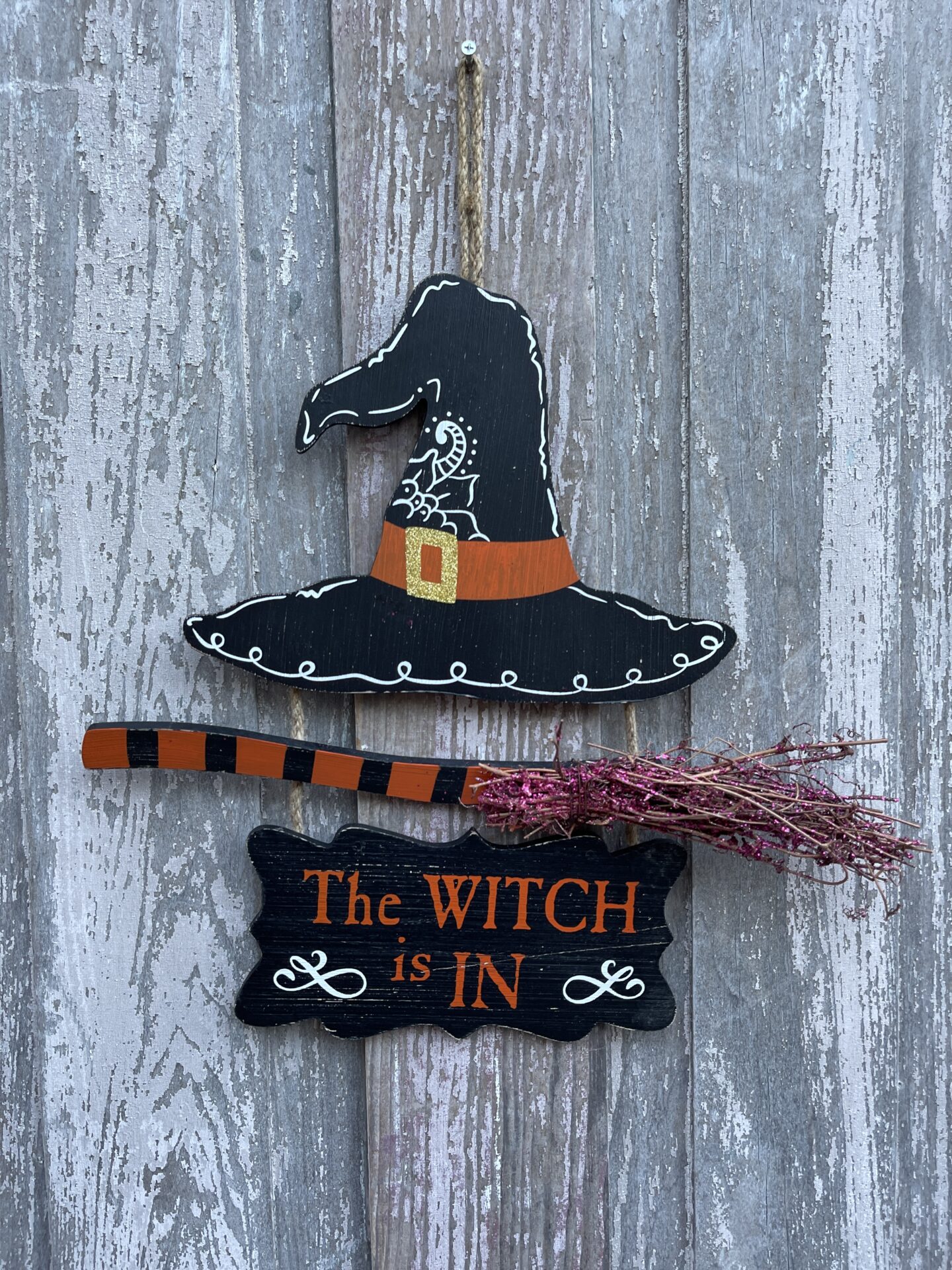 Halloween MFD Witch is in with Broom Sign - Kelea's Florals