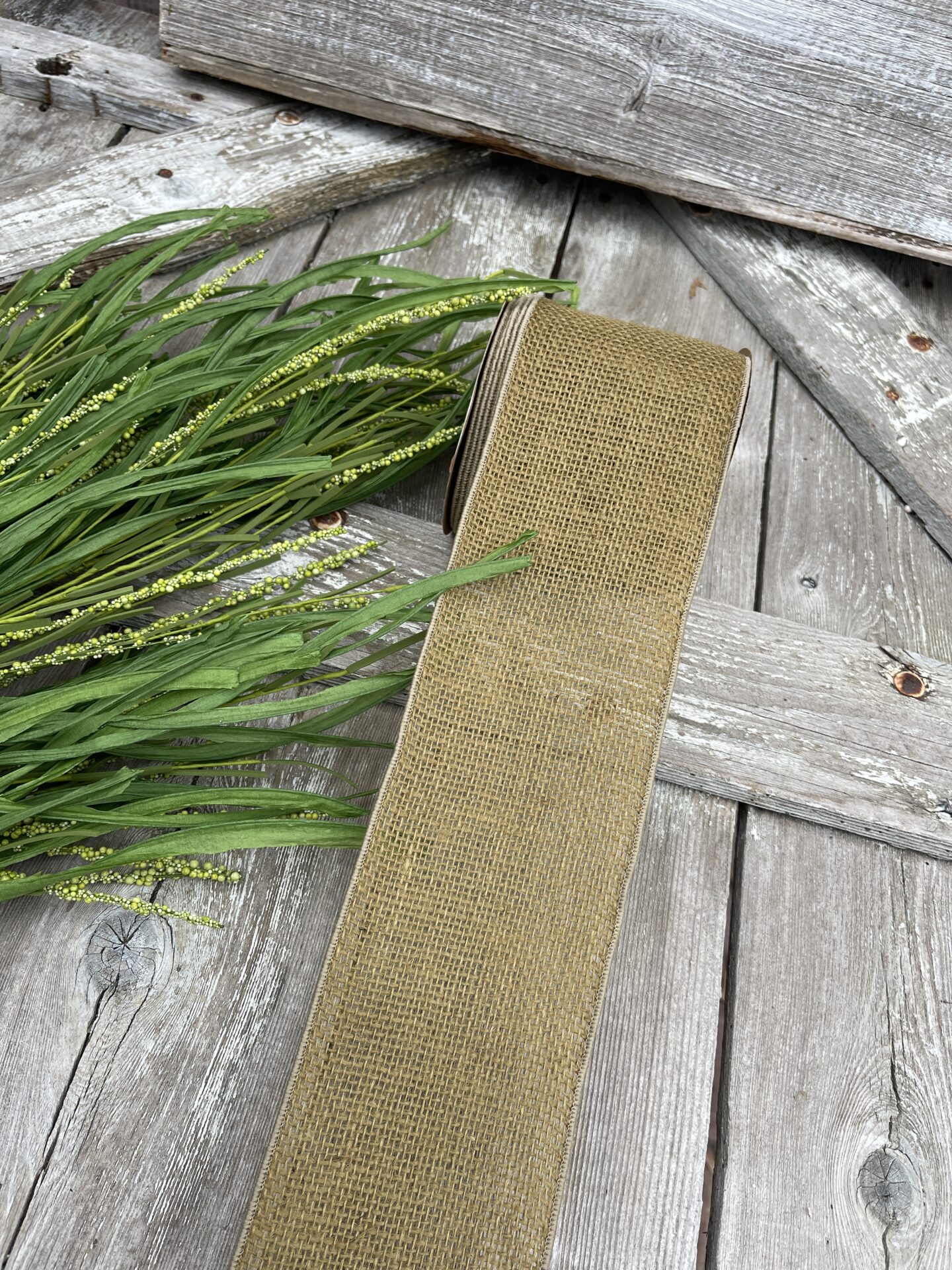 4" Taupe Burlap Wired Ribbon on a 10 Yard Roll - Kelea's Florals