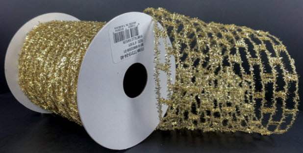 4" Gold Sparkle Net Ribbon on 10 YD Roll - Kelea's Florals