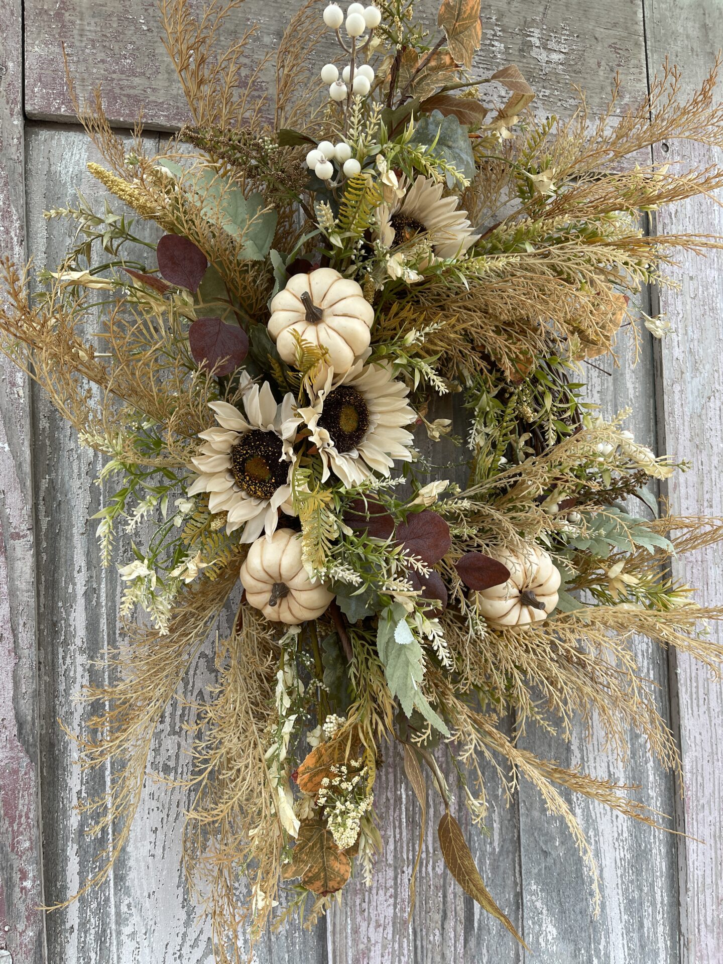 Fall Wispy Cream Pumpkin Wreath Supply List - Kelea's Florals