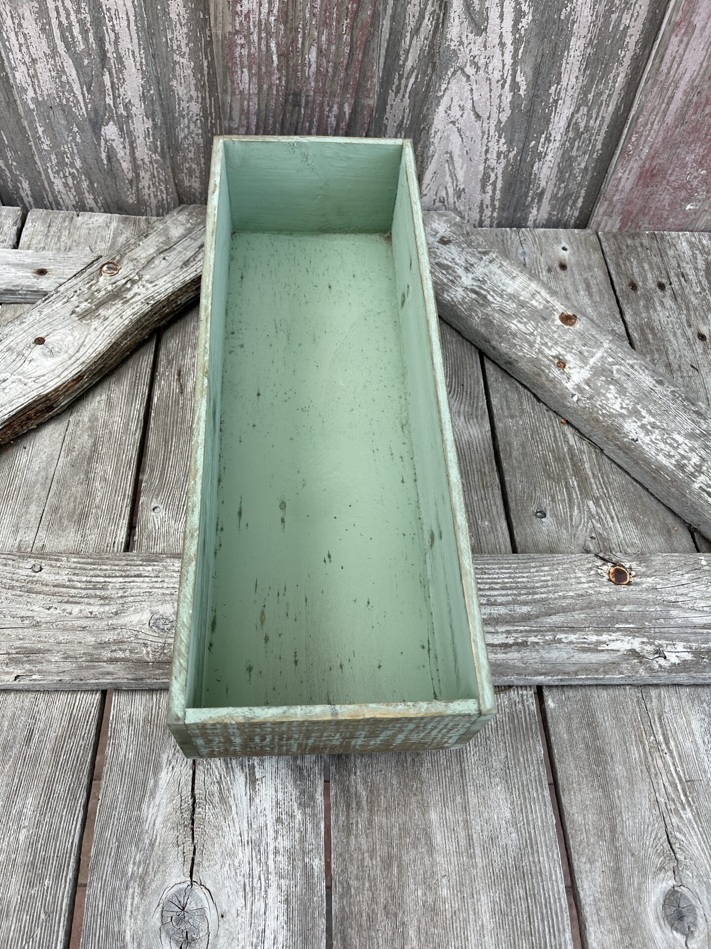 Sage White Wash Wooden Rectangle Container - Kelea's Florals
