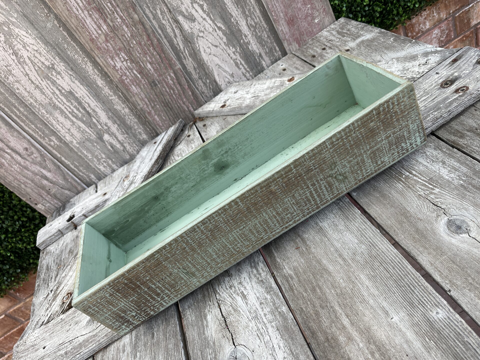 Sage White Wash Wooden Rectangle Container - Kelea's Florals