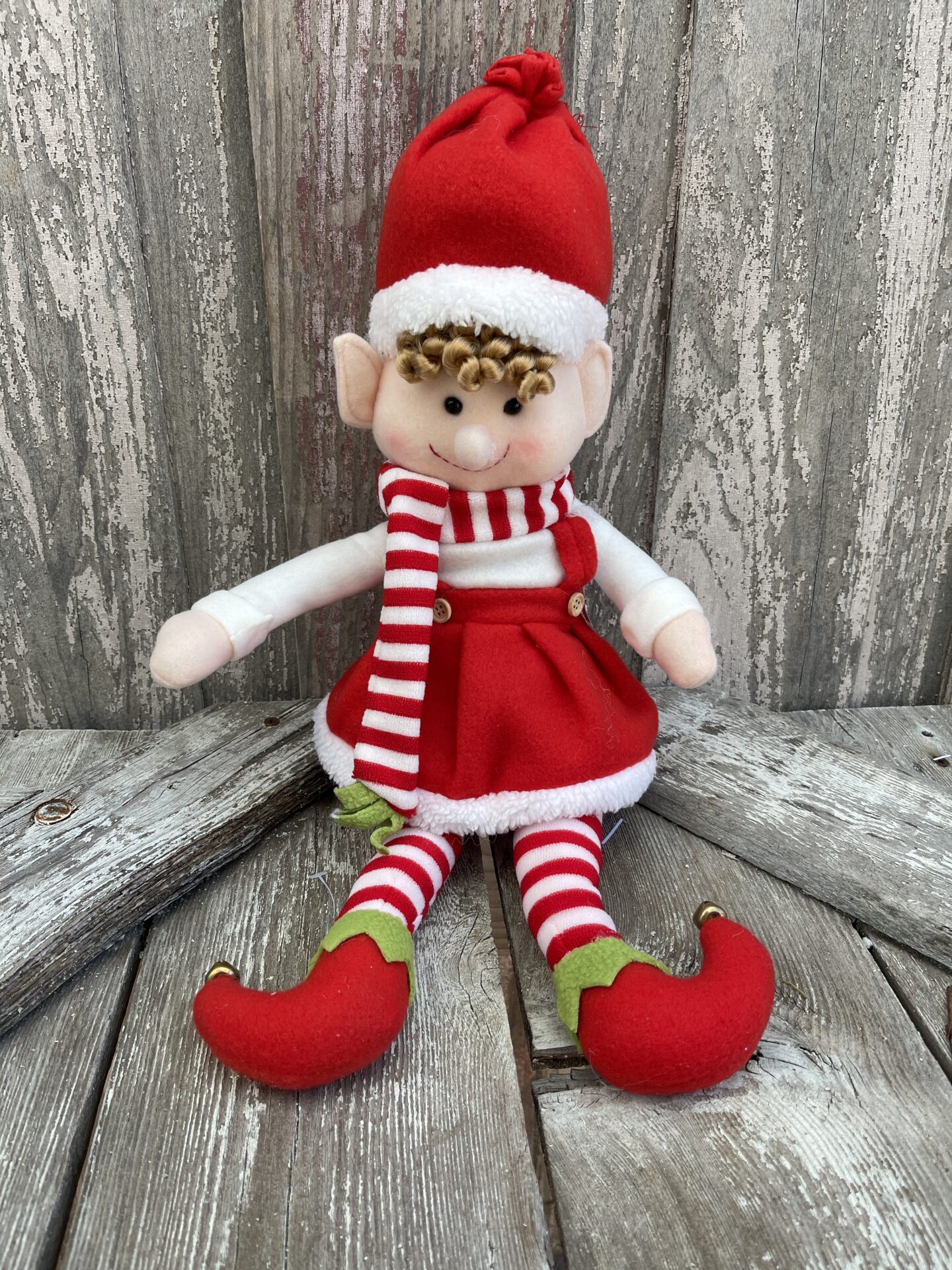 Girl Elf in Red and White with Scarf - Kelea's Florals
