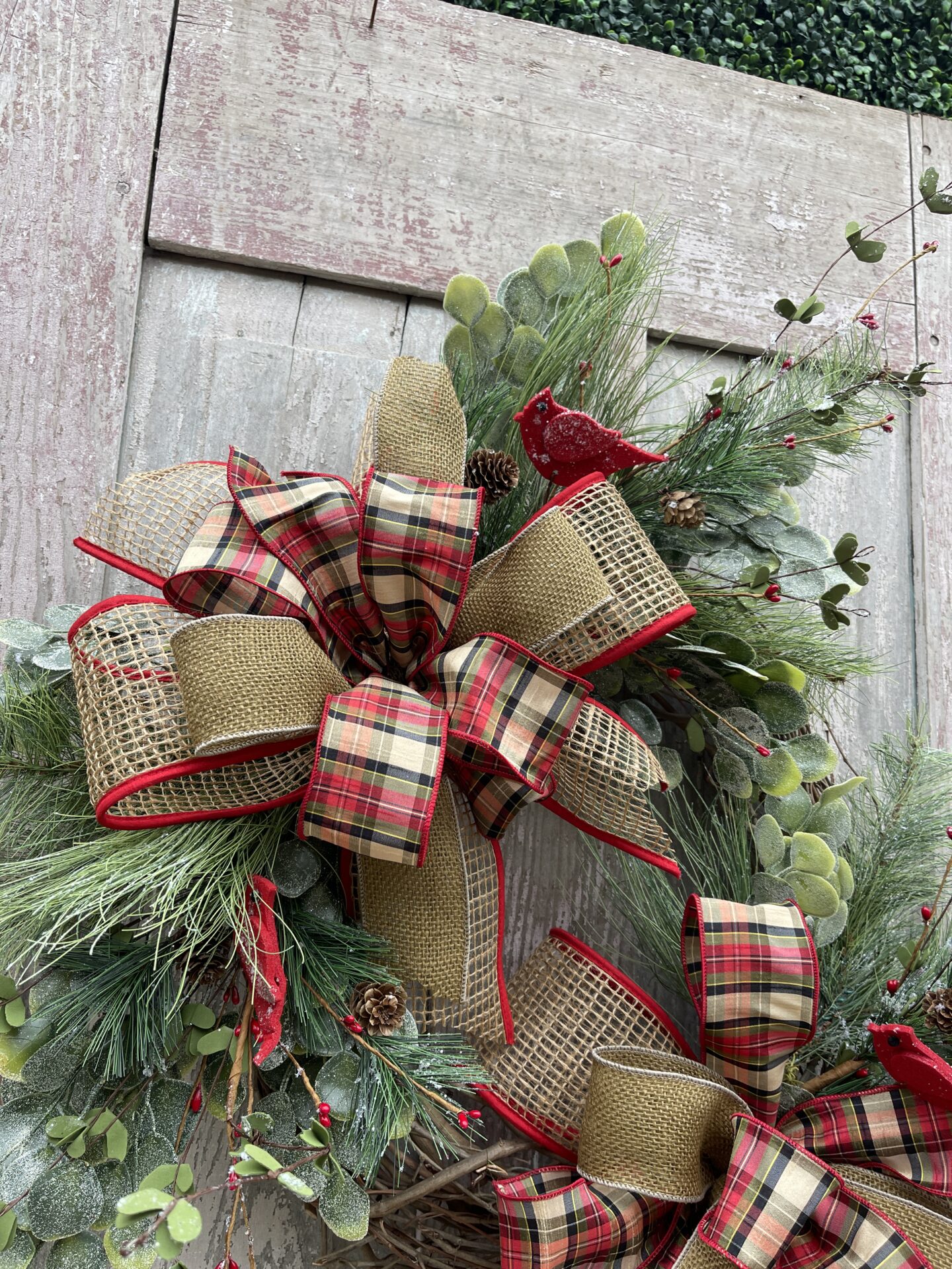 KDS Live Winter Cardinal Rustic Wreath Supply List - Kelea's Florals
