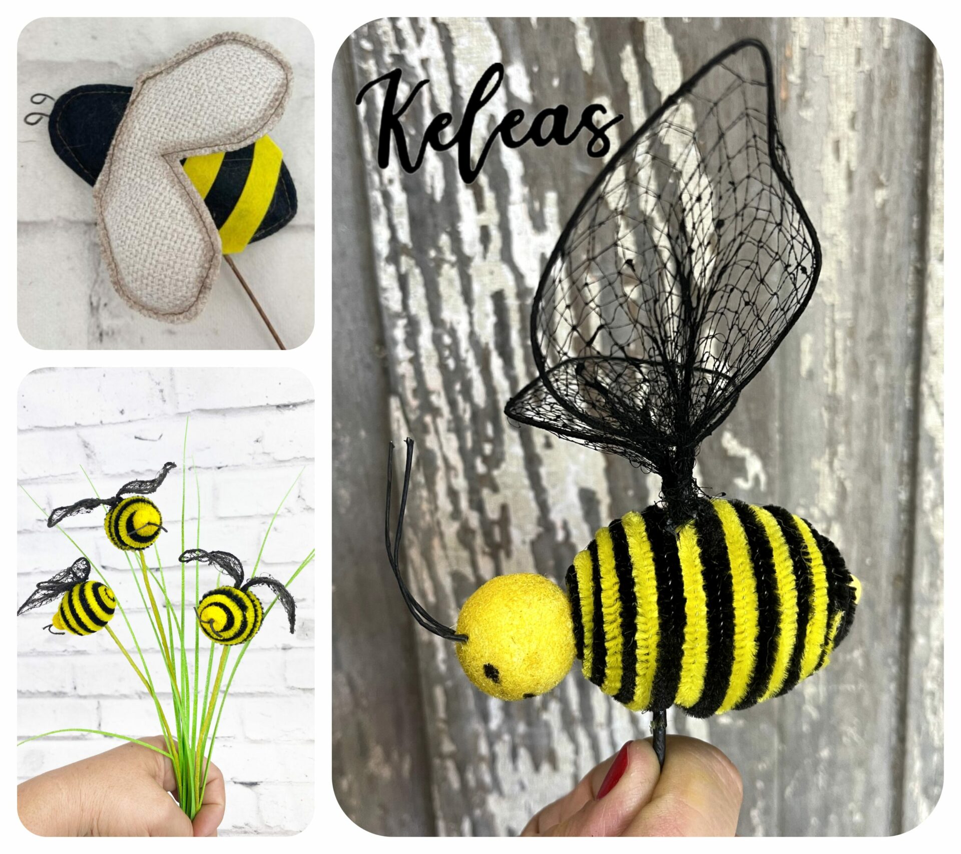Honey Bee Pick with Grass - Kelea's Florals