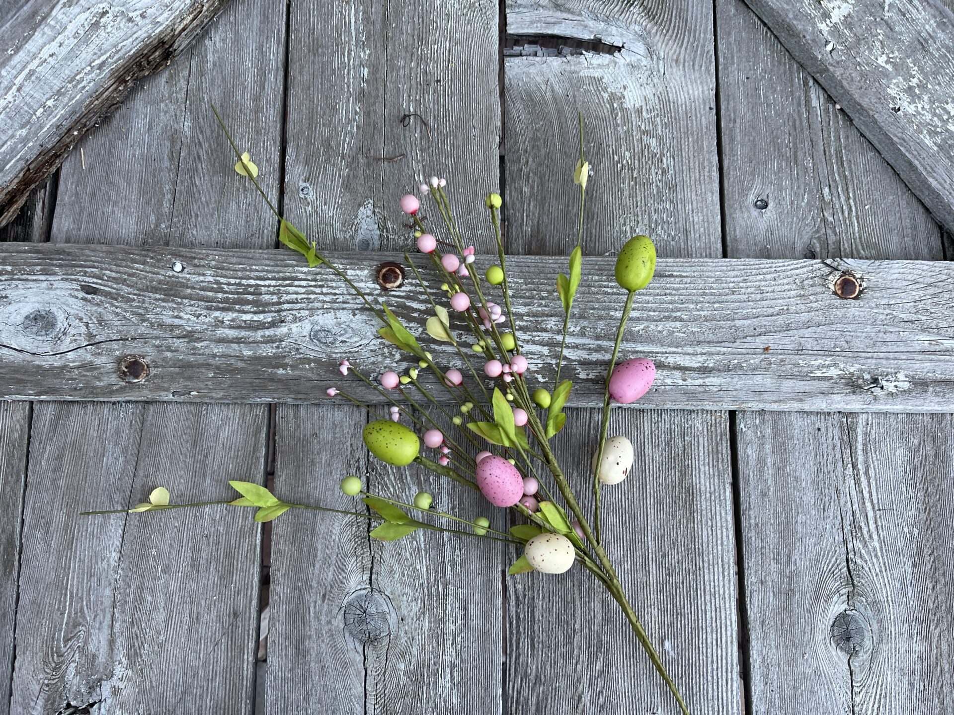 Green Pink Cream Egg Pick with Berries Pick - Kelea's Florals