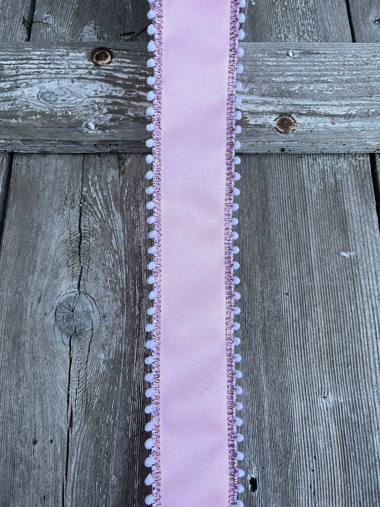 2.5" Light Pink Wired Ribbon with Puff Ball Edge on 10 Yard Roll ...
