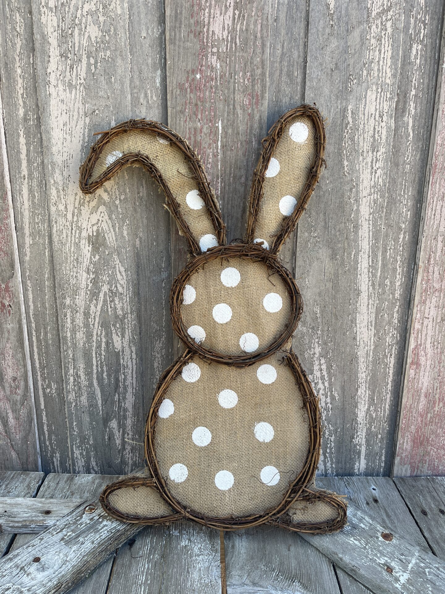 Tan with White Polkadots Bunny Twig Form - Kelea's Florals
