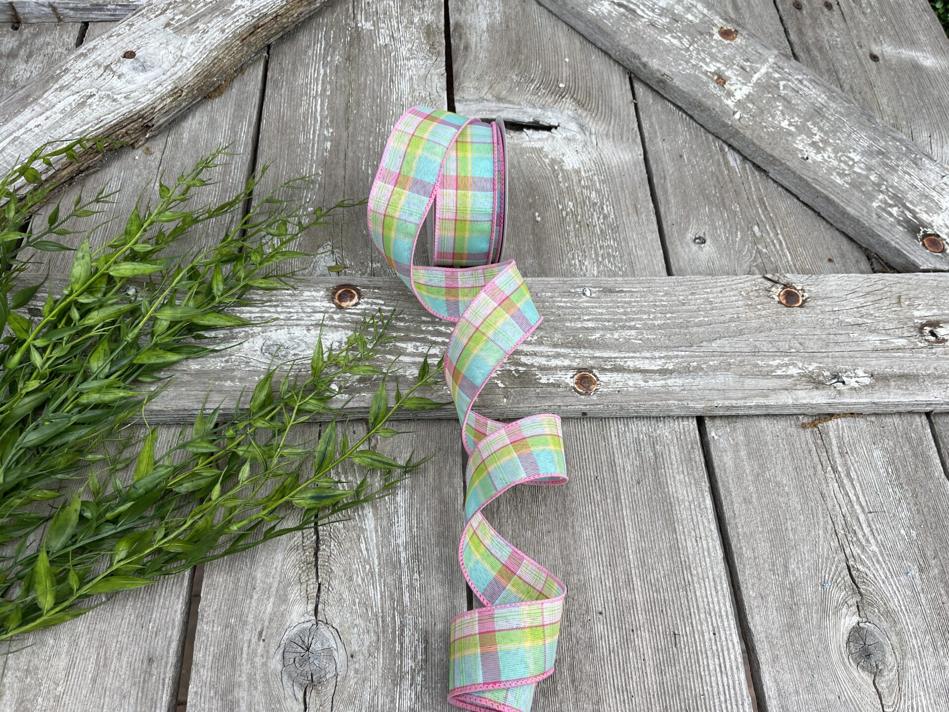 1.5" Pink, Green, Aqua Montana Plaid Wired Ribbon, 10 Yards - Kelea's ...