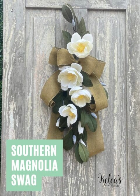 Simple Southern Magnolia Swag Decor for Front Door - Kelea's Florals