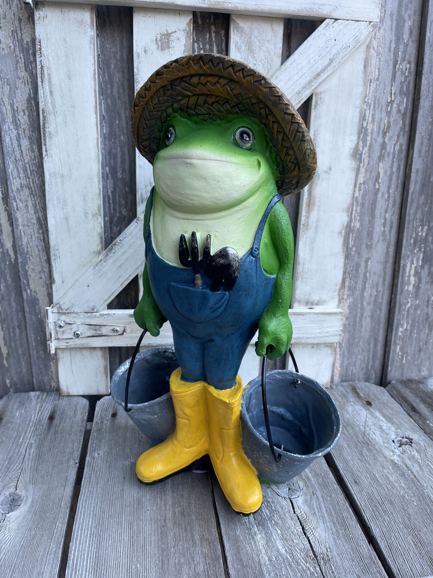 Garden Frog with Two Buckets Container - Kelea's Florals