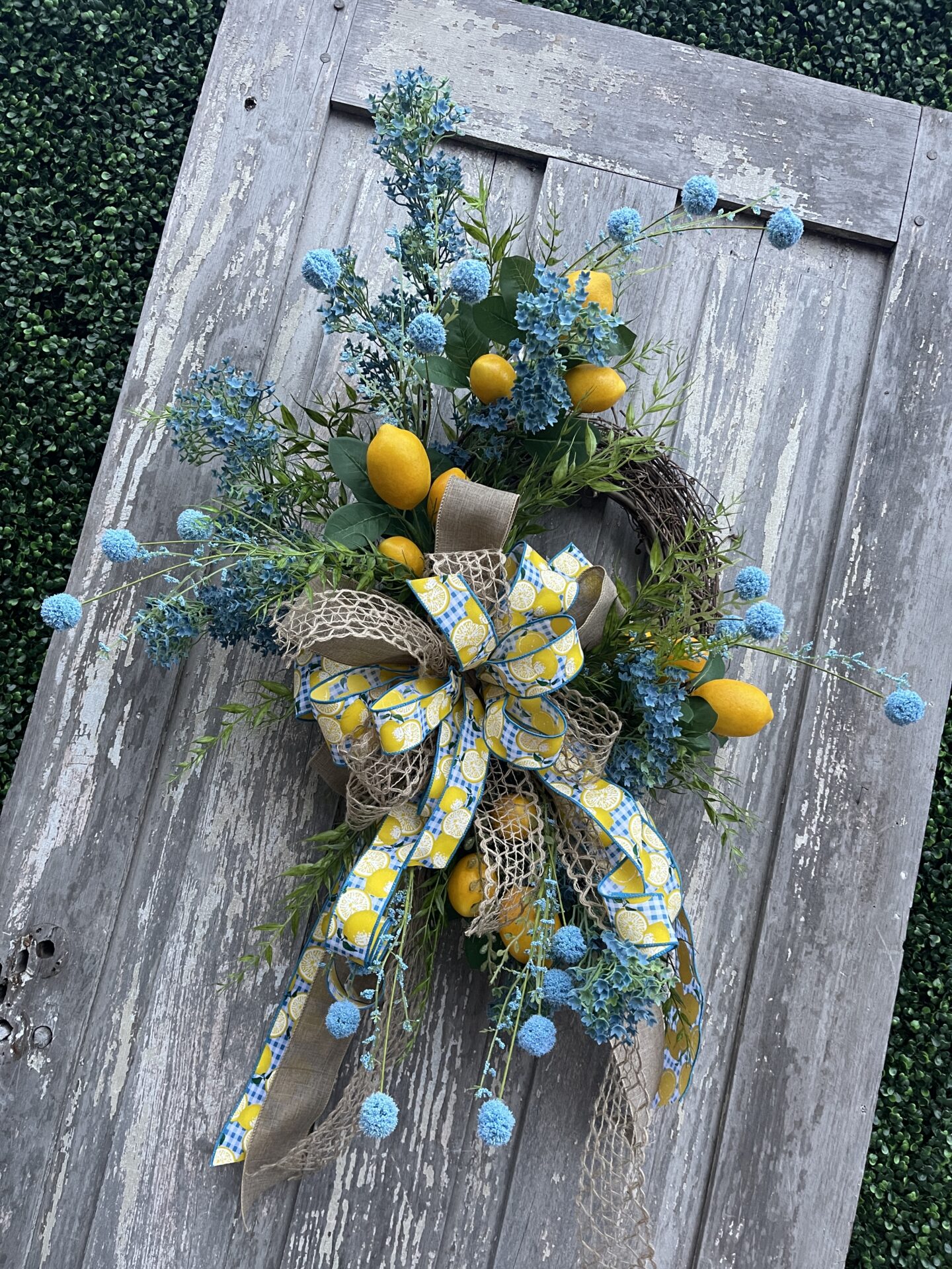 KDS Live Lemon Teal Floral Wreath Supply List - Kelea's Florals