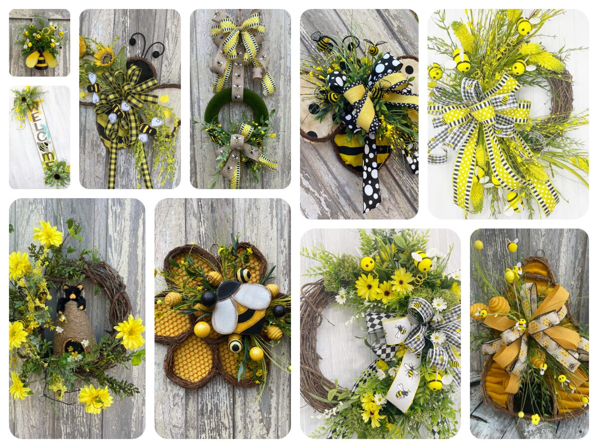 DIY Bee Home Door Decor Ideas Supply List - Kelea's Florals