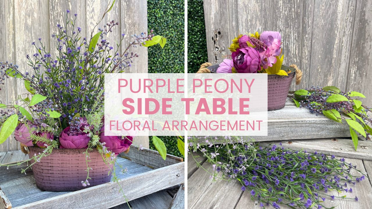 Purple Peony Side Table Floral Arrangement - Kelea's Florals