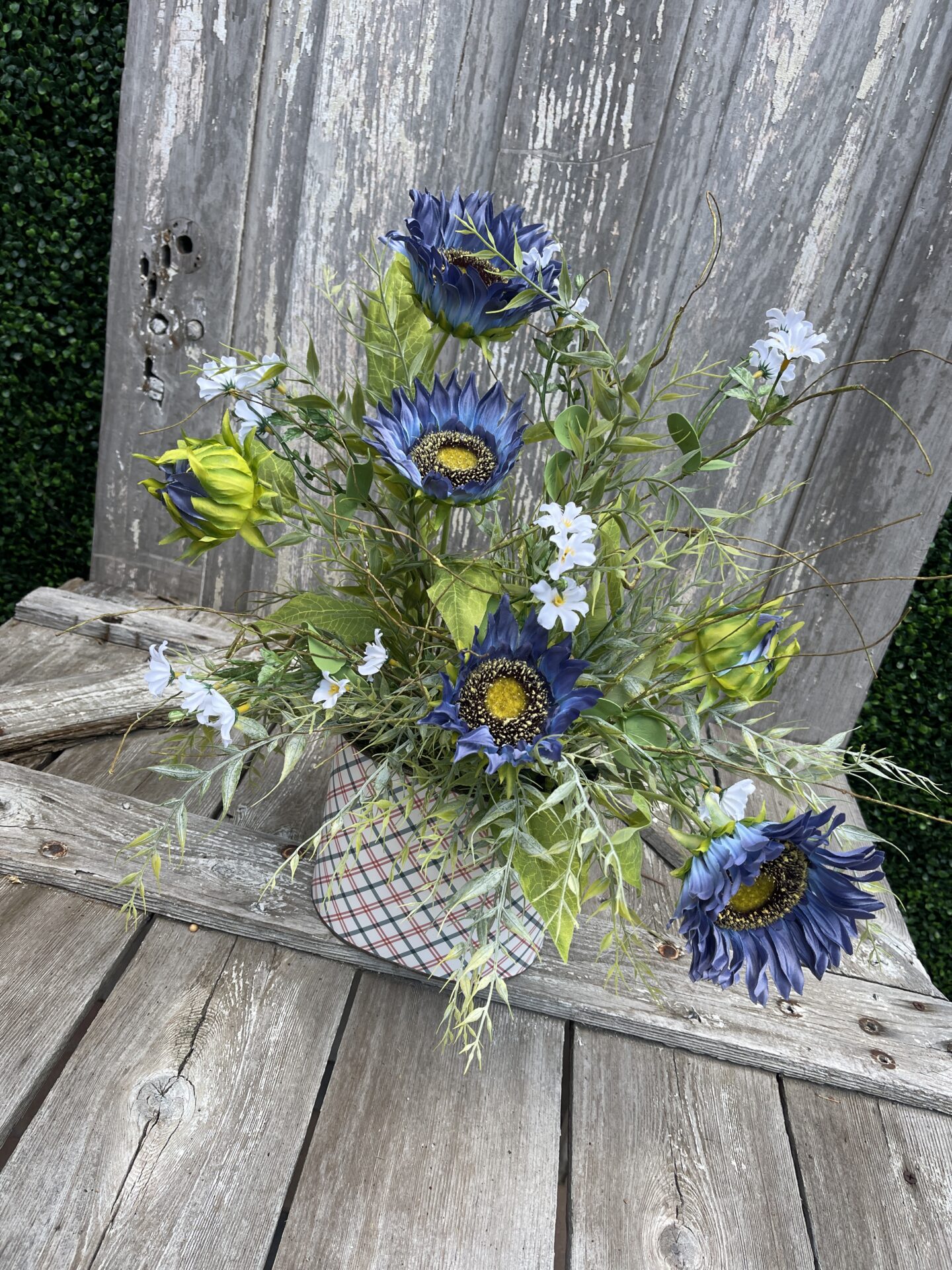 Blue Sunflower Metal Patriotic Sunflower Bucket Kit Supply List - Kelea ...