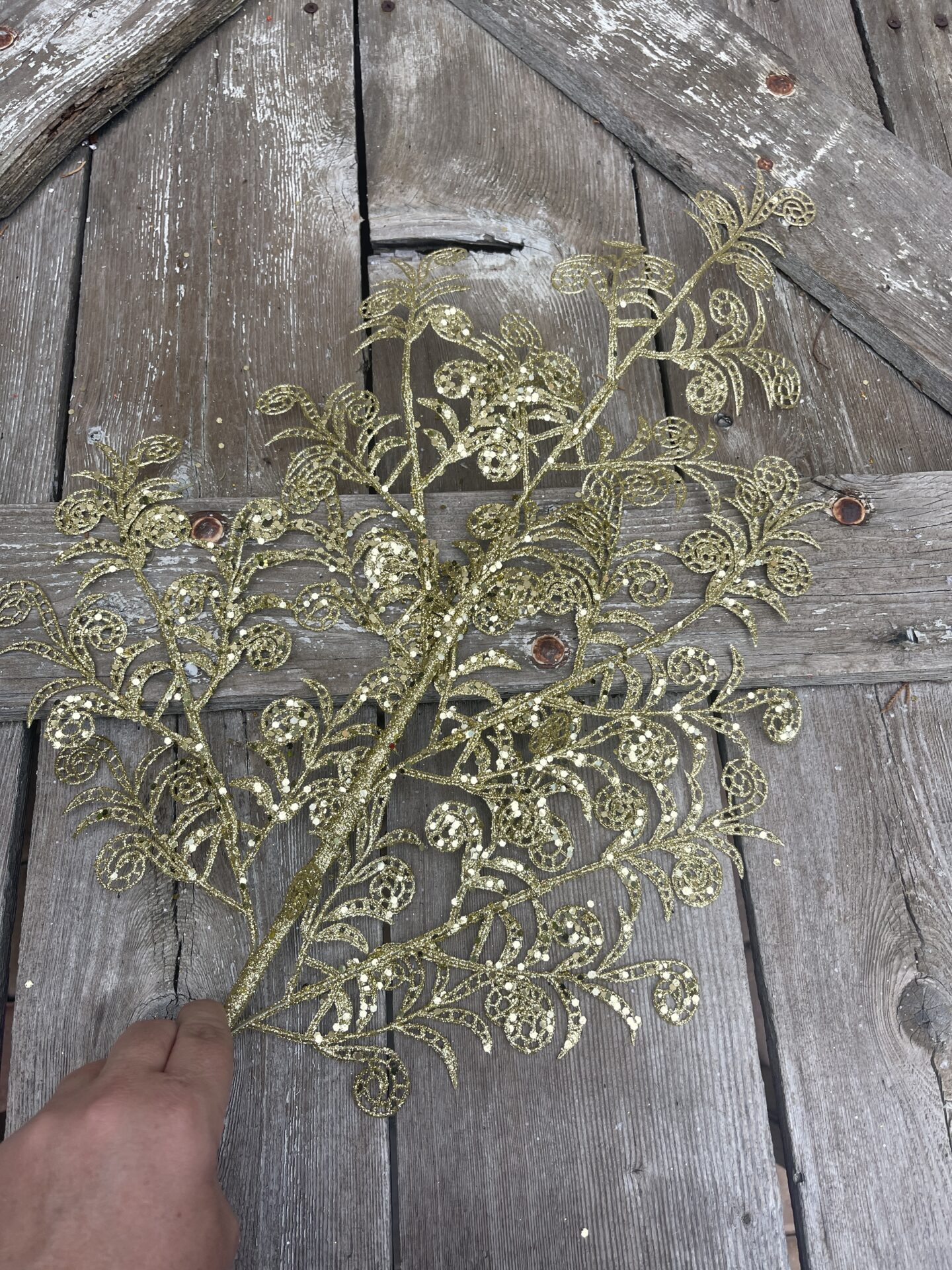 Gold Glitter Fern Spray - Kelea's Florals