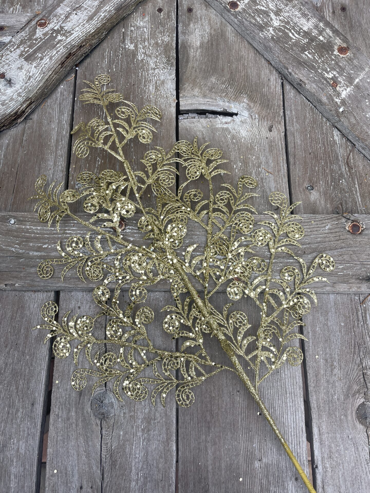 Gold Glitter Fern Spray - Kelea's Florals