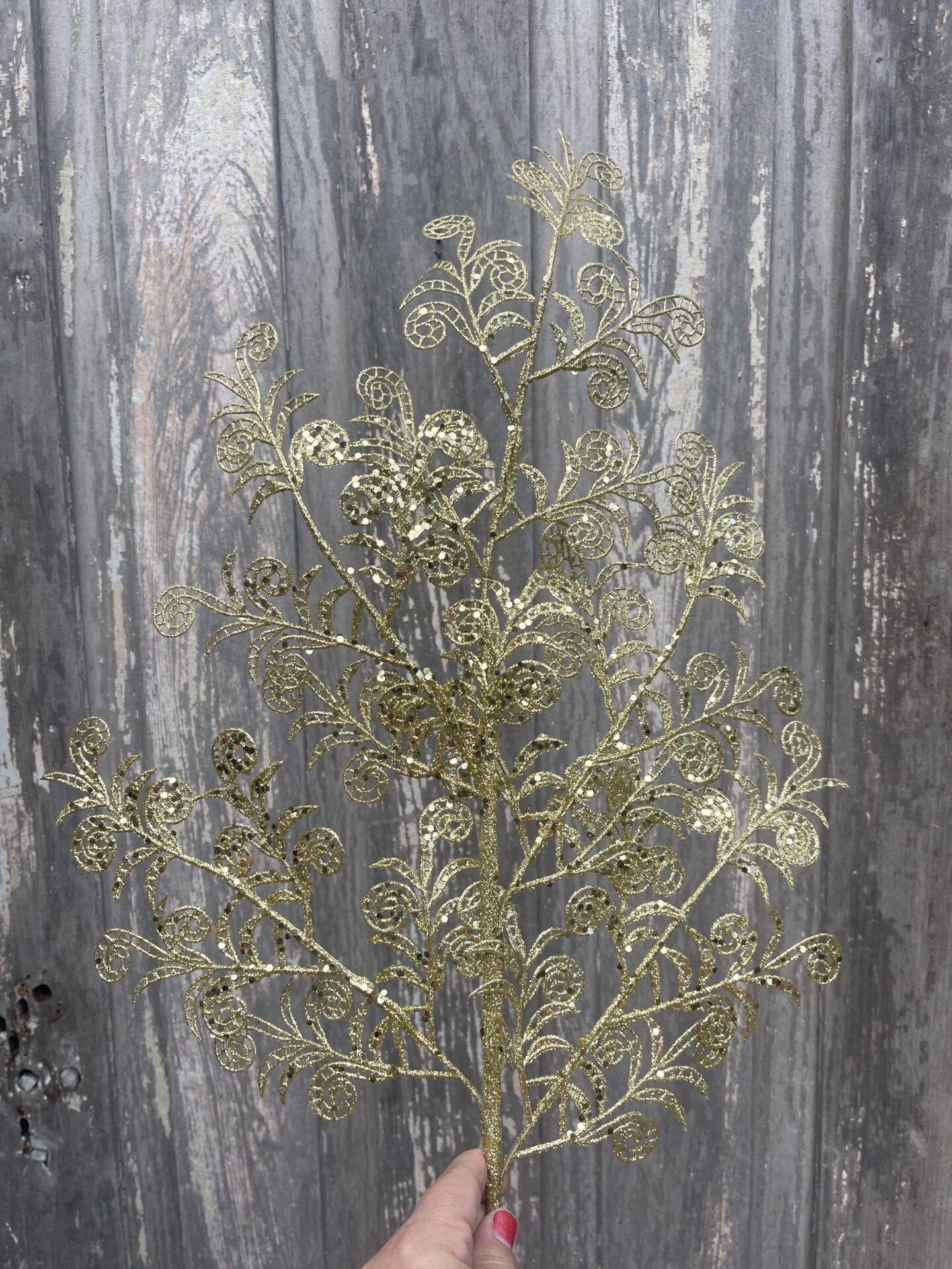 Gold Glitter Fern Spray - Kelea's Florals