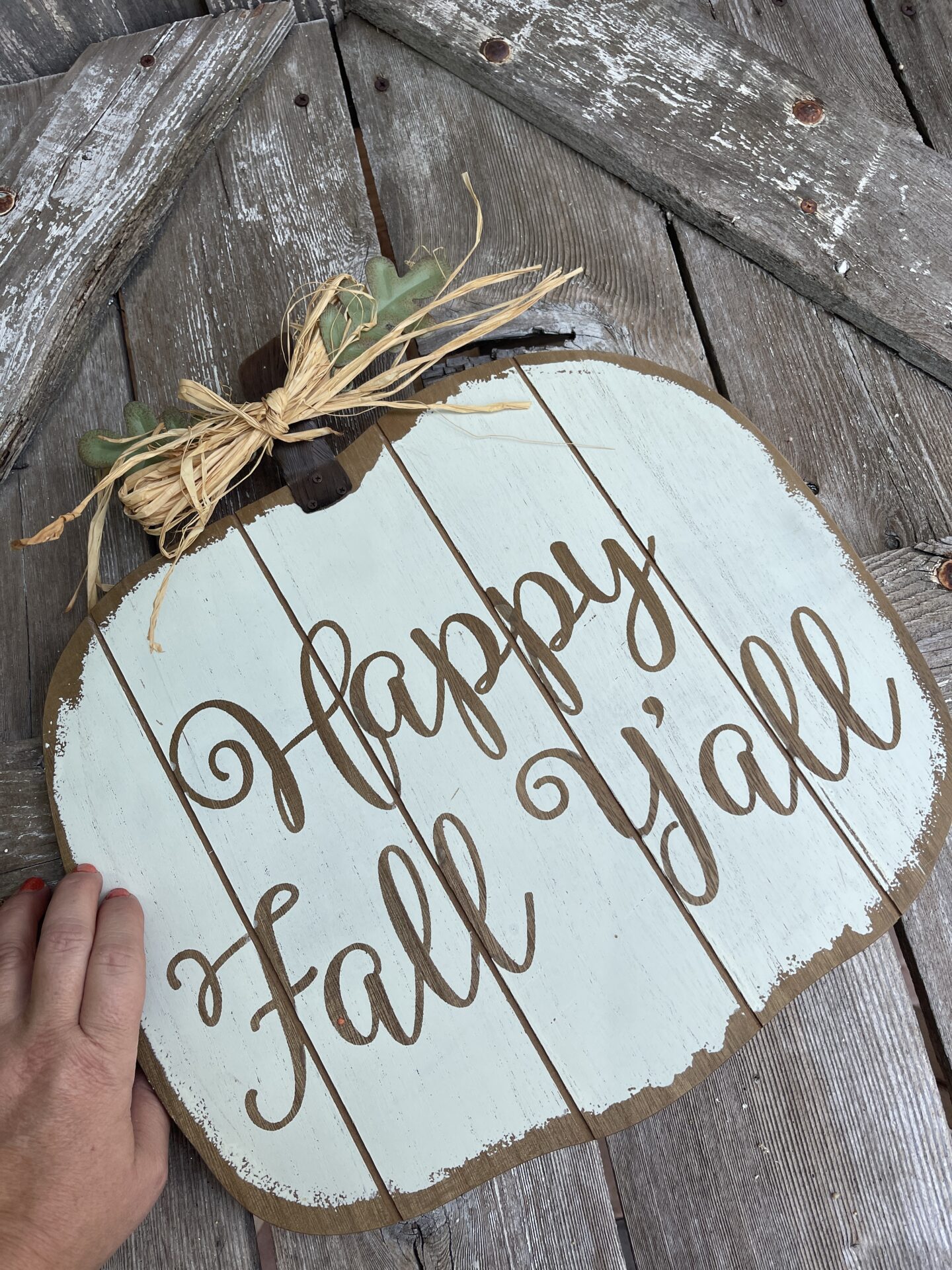 Happy Fall Yall Pumpkin Sign - Kelea's Florals
