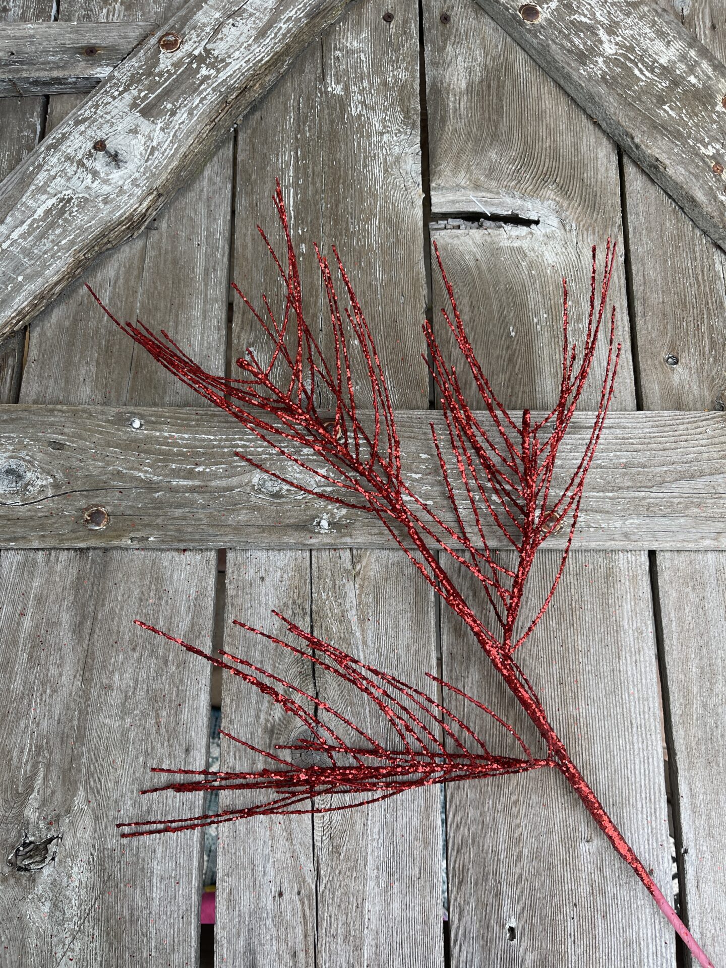 Red Glitter Pine Stem - Kelea's Florals