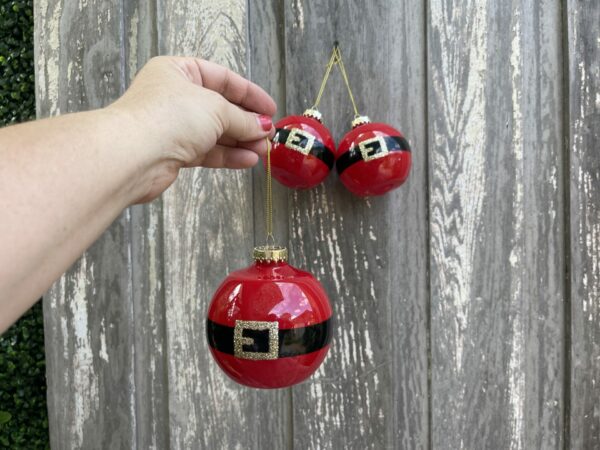 Raz Santa Belt Christmas Balls- set of 3 - Kelea's Florals
