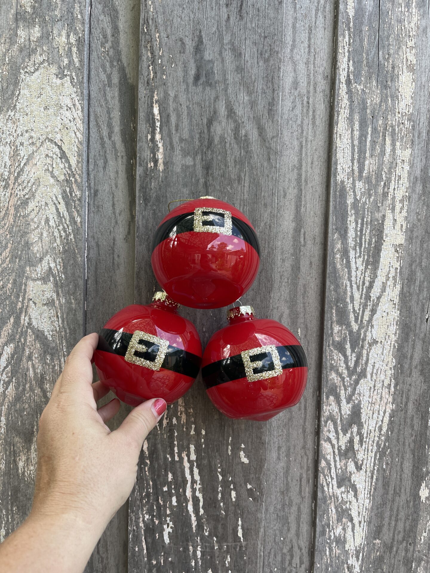 Raz Santa Belt Christmas Balls- set of 3 - Kelea's Florals