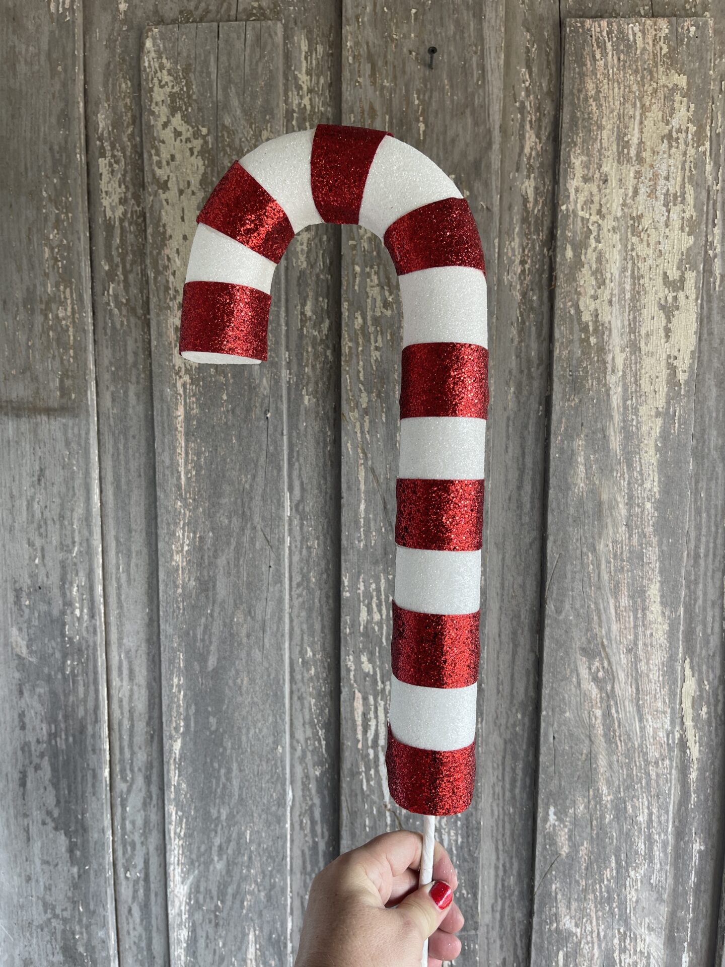 Large Glitter Candy Cane Glitter Floral Stem Christmas Decoration Pick ...