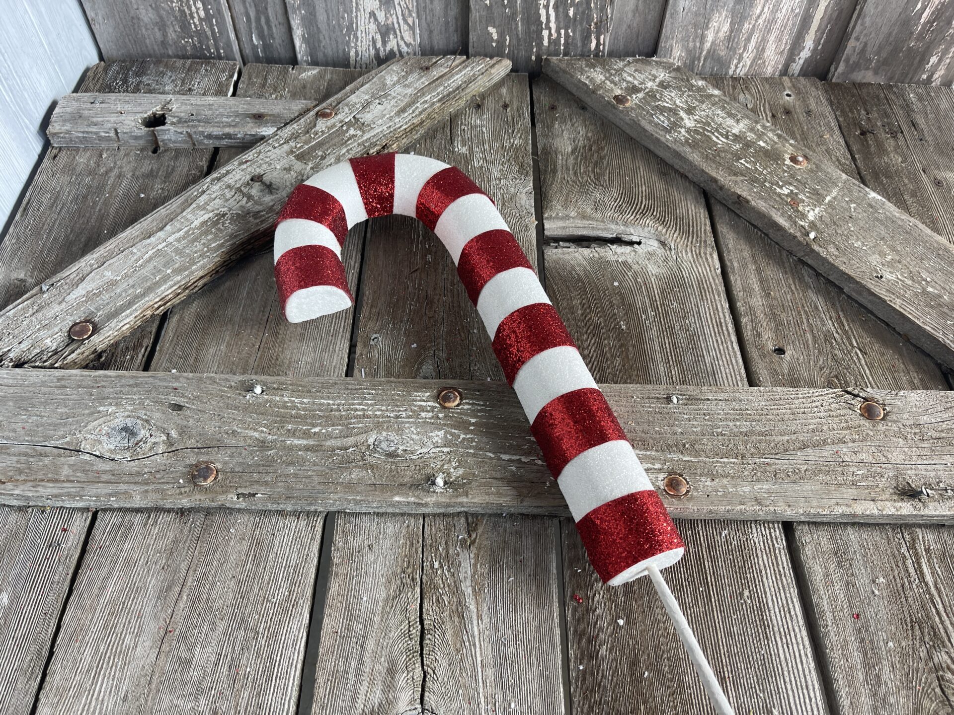 Large Glitter Candy Cane Glitter Floral Stem Christmas Decoration Pick ...