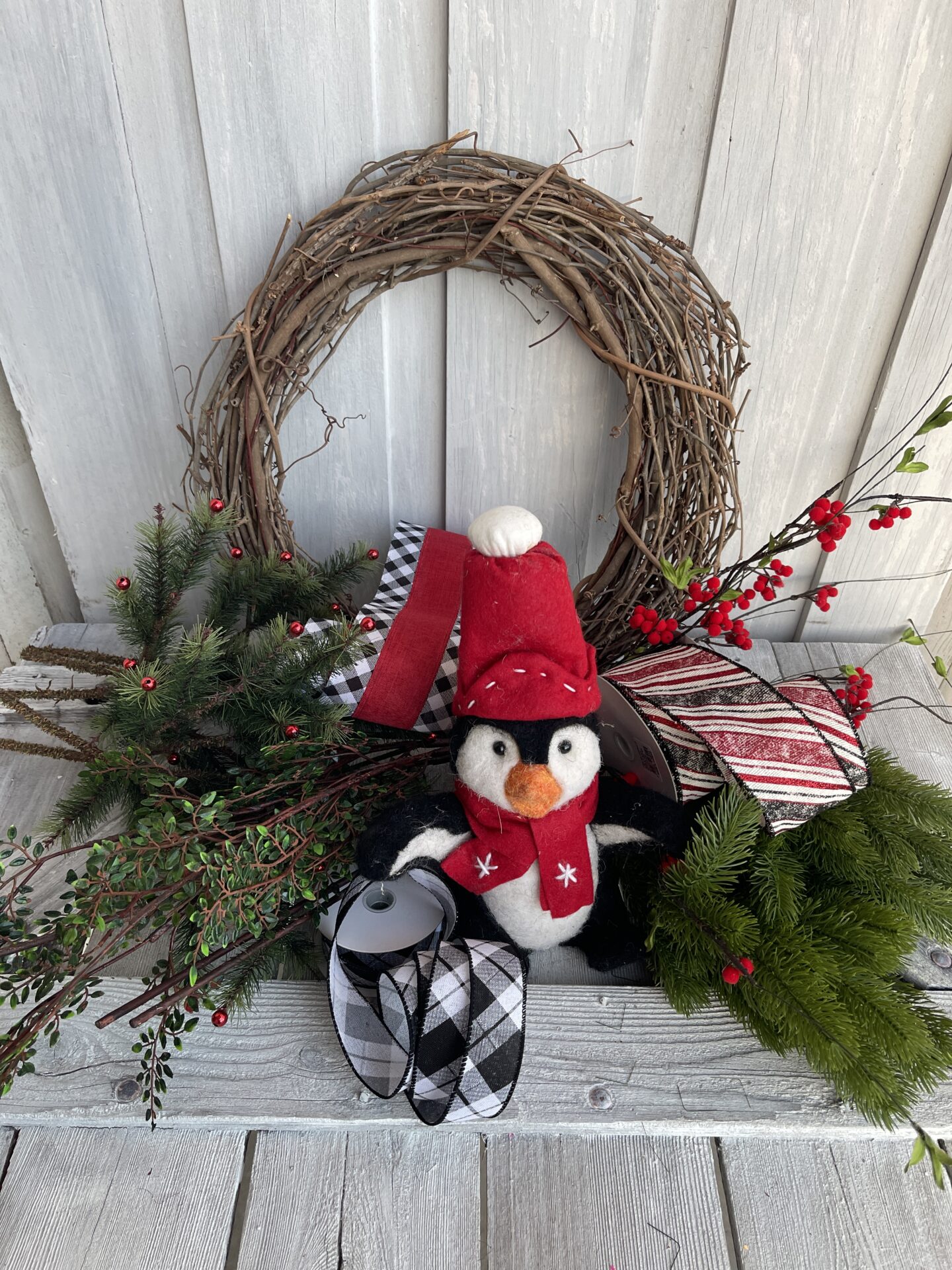 KDS Tutorial Penguin Christmas Ribbon Wreath Supply List - Kelea's Florals