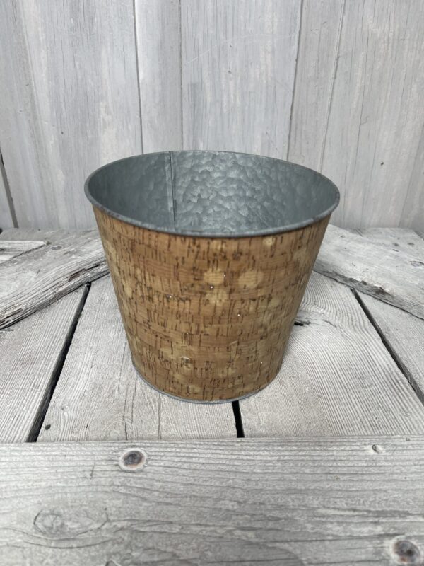 Metal Bucket Wrapped in Cork with Gold Glitter Specks - Kelea's Florals