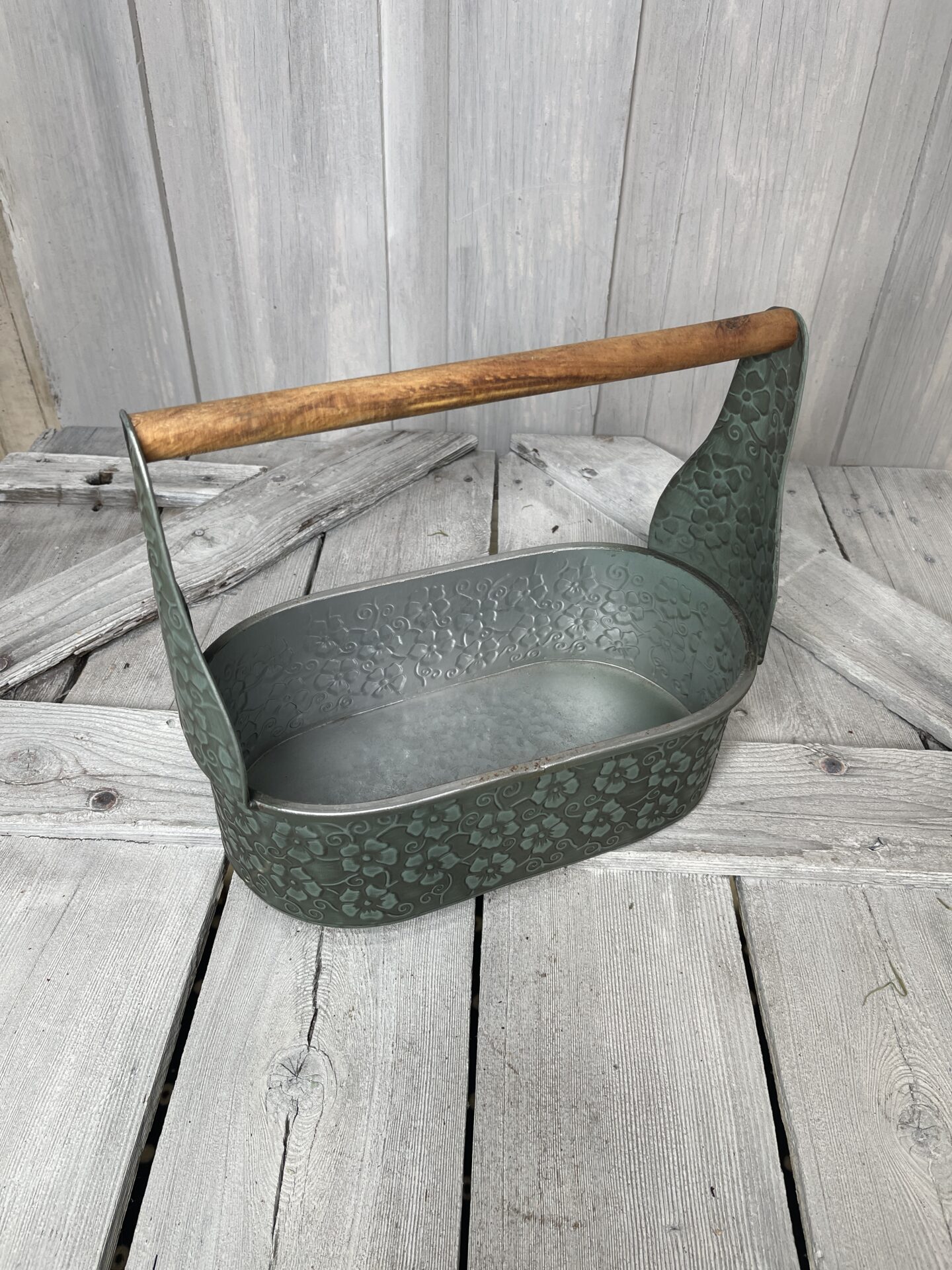 Small Embossed Metal Basket - Kelea's Florals