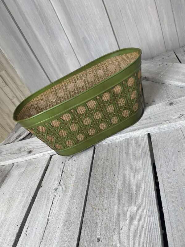 Green Metal Burlap Lattice Container - Kelea's Florals