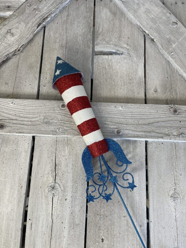 Red White and Blue Metal Rocket - Kelea's Florals