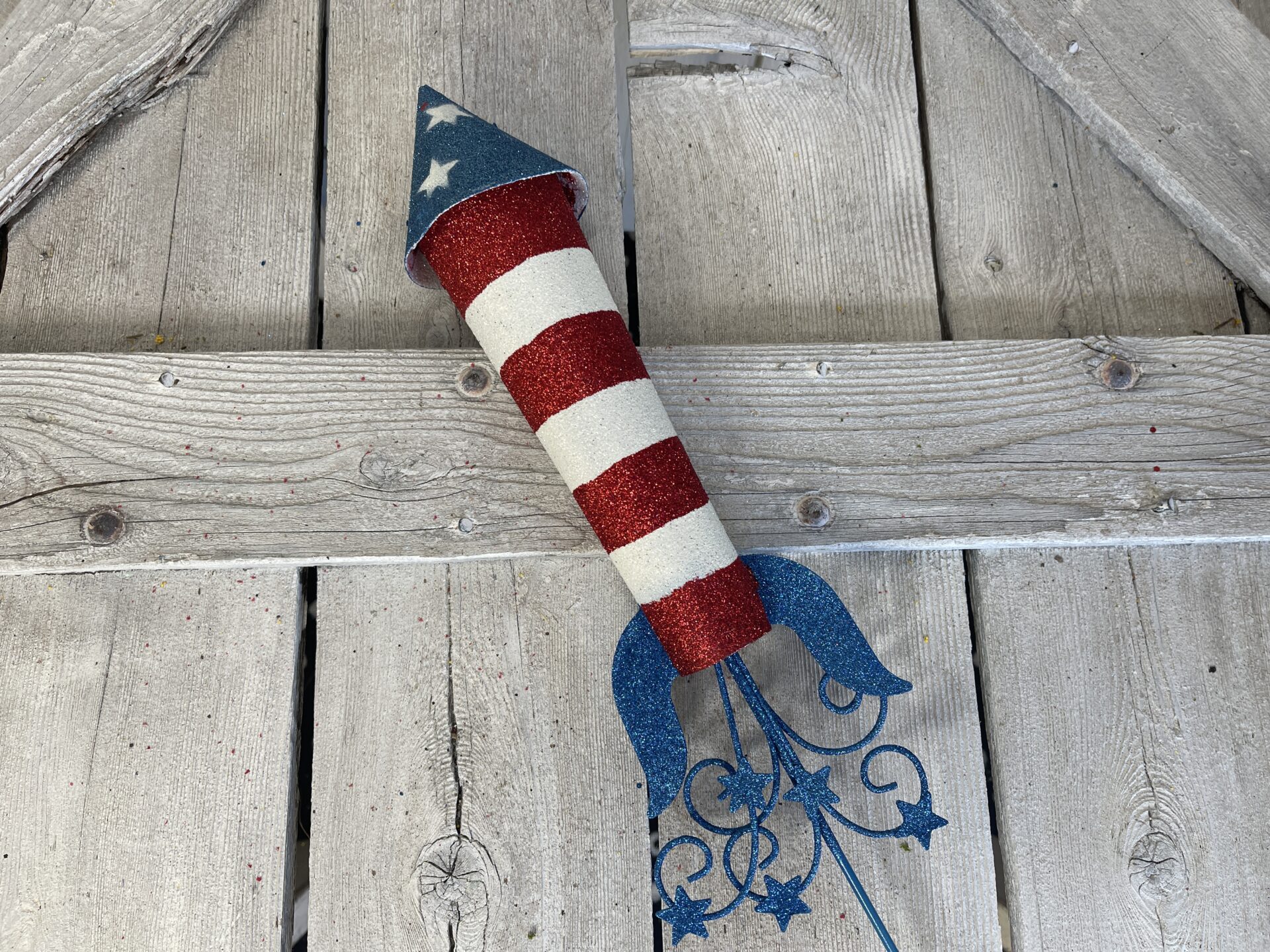 Red White and Blue Metal Rocket - Kelea's Florals