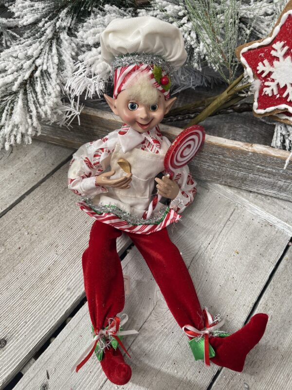 Baker Elf in Red Pants with Large Candy - Kelea's Florals